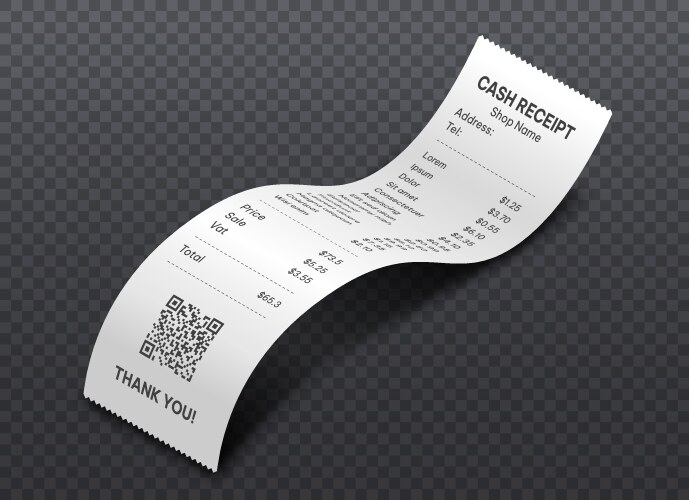 Realistic cash receipt Royalty Free Vector Image