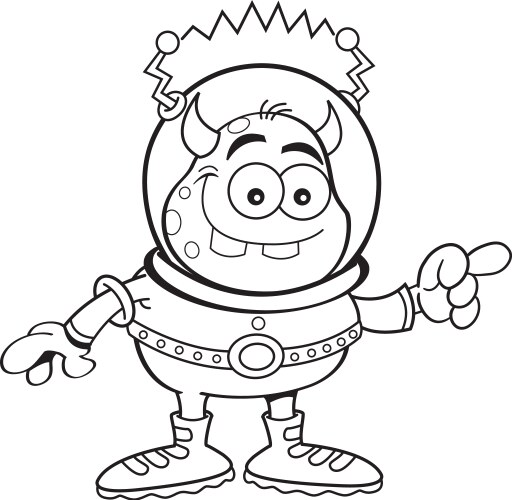 Cartoon alien pointing Royalty Free Vector Image