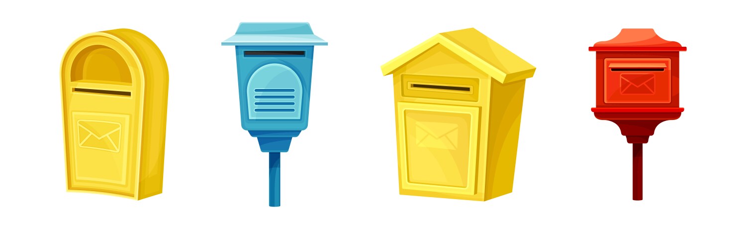 Set of retro mailboxes colorful vintage post box Vector Image