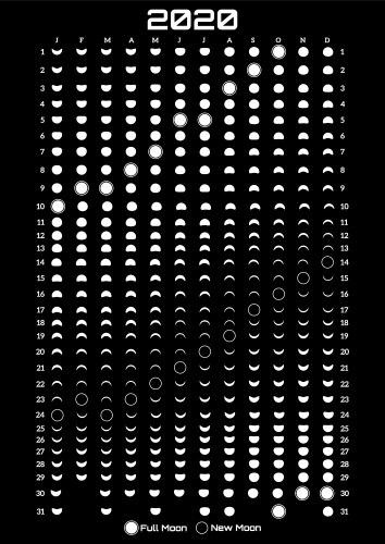 Moon phases calendar Royalty Free Vector Image