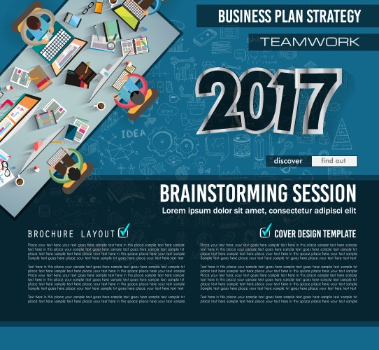 Teamwork brochure template with hand drawn Vector Image