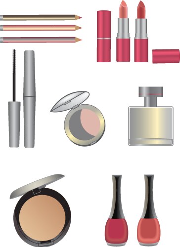 Set applicators make up brushes and cosmetics Vector Image