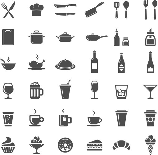 16 restaurant icon collection Royalty Free Vector Image