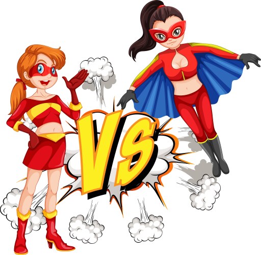 Two superheroes fighting each other Royalty Free Vector