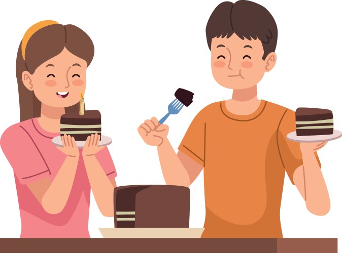 Kids Eating Cake Vector Images (over 2,200)