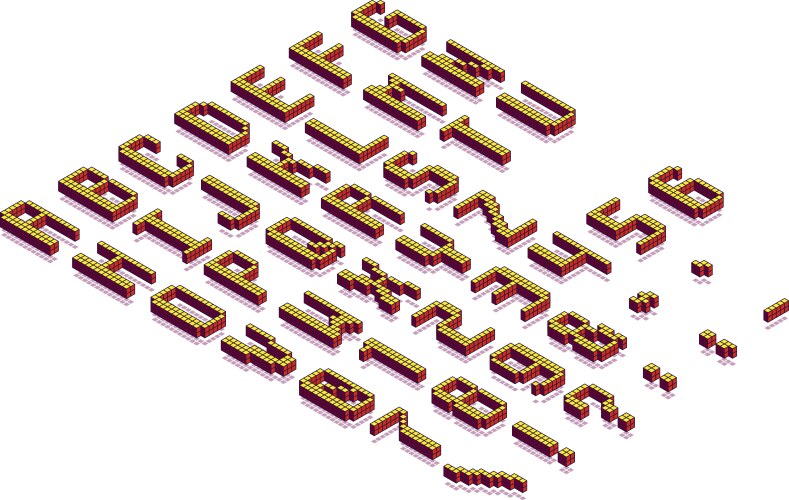 Isometric line font alphabet letters three Vector Image