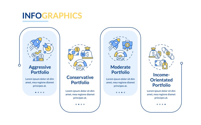 Types of portfolio organization strategies circle Vector Image