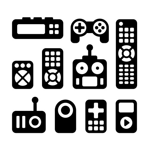 Tv remote control icons set on white background Vector Image