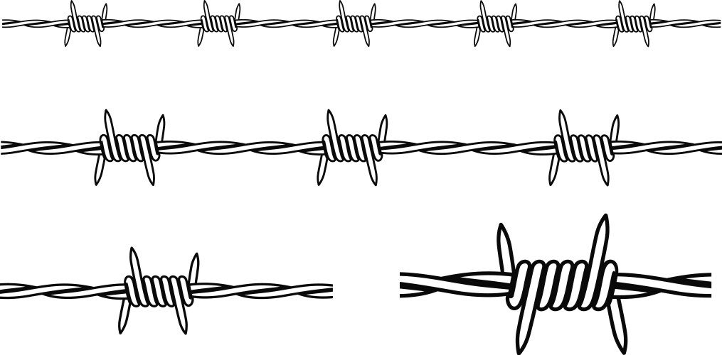 Barbed wire seamless 3d and engraving styles Vector Image