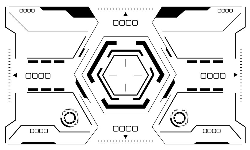 Hud sci-fi interface screen view black hexagon Vector Image