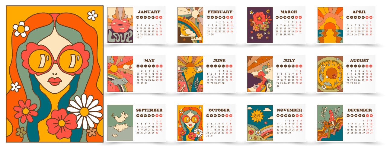 Nature landscapes four seasons months calendar Vector Image