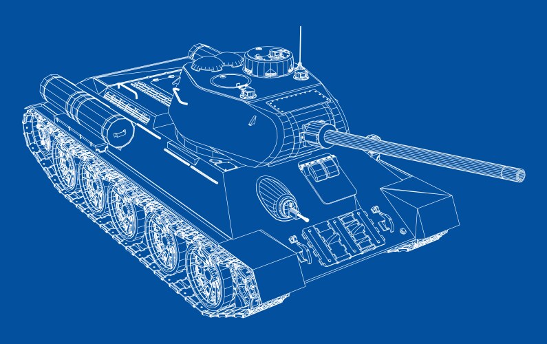 Horizontal pressure tank isometric blueprints Vector Image