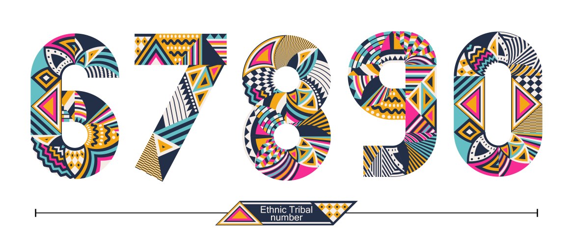 Number ethnic tribal style in a set 12345 Vector Image
