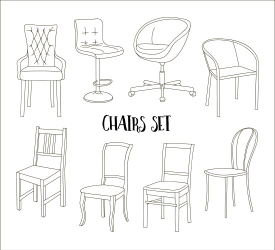 Sets of tables and chairs furniture sketch Vector Image