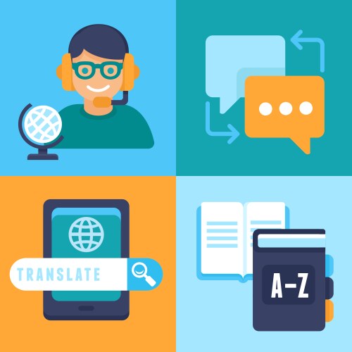 Multi language translator smartphone chat app Vector Image