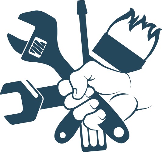 Handyman with a tool symbol Royalty Free Vector Image
