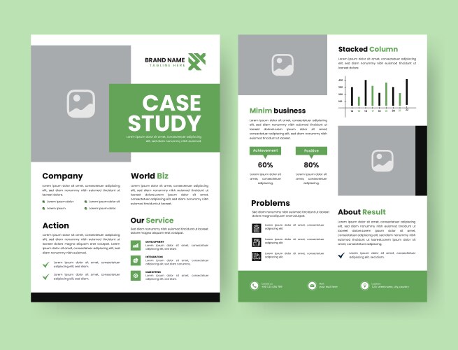 Business case study layout flyer Royalty Free Vector Image
