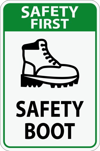 Caution safety boot sign for workplace Royalty Free Vector