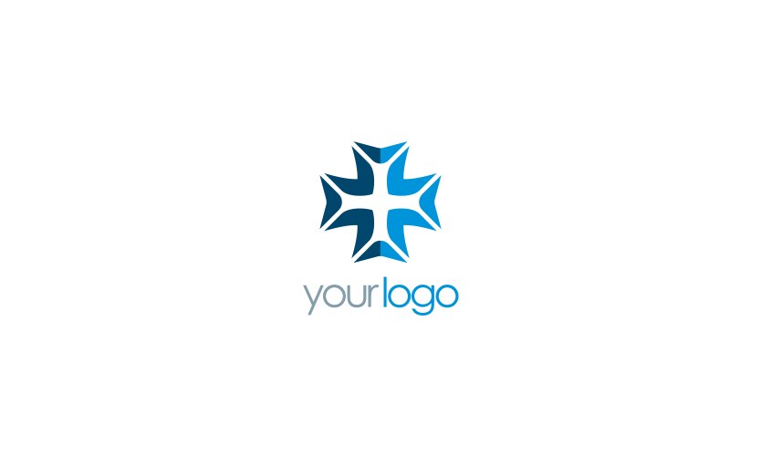 Blue plus symbol logo icon Royalty Free Vector Image