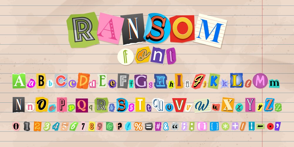 Cutout Letter Collage - ABC & Punctuation Vector Image