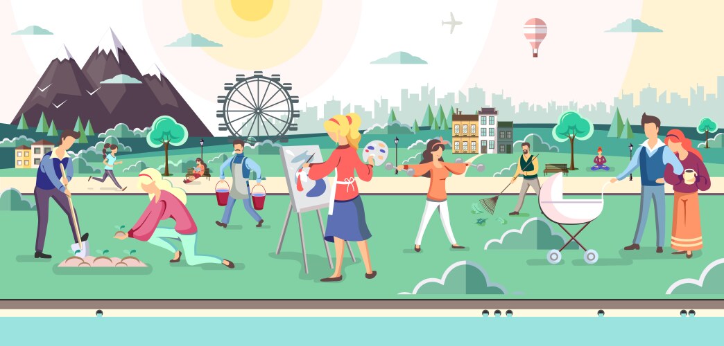 Cartoon People Walking Vector Images (over 45,000)