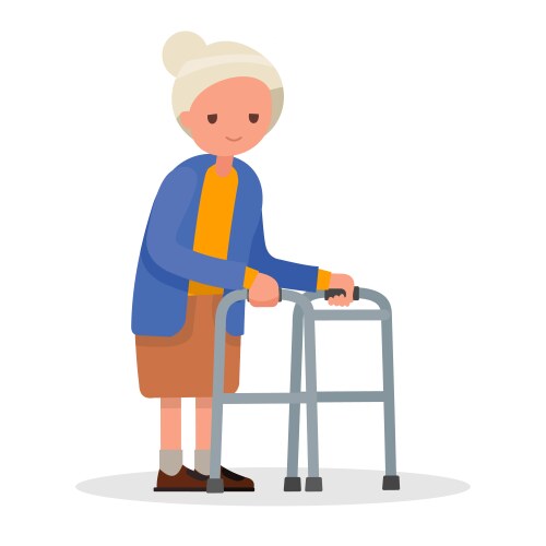Old Lady with Walker Cartoon Vector Images (83)