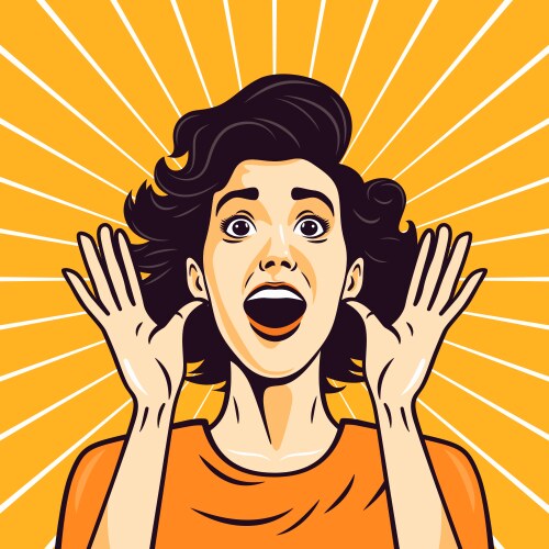 Wow reaction man fear retro comic pop art Vector Image