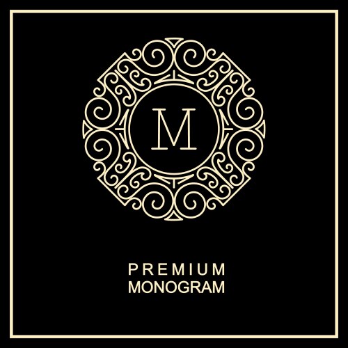 C gold letter monogram circle lace ornament Vector Image