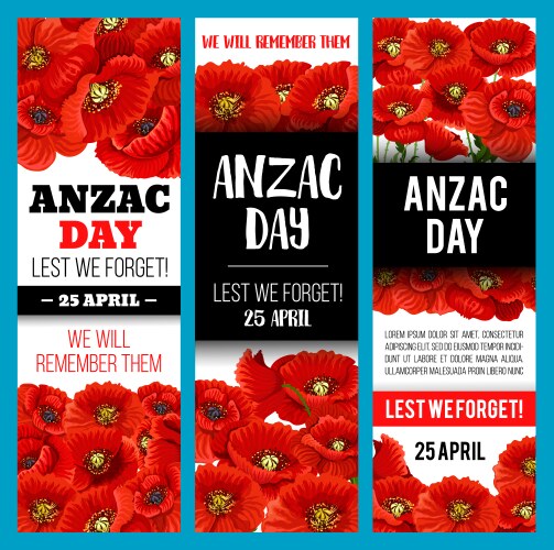 Anzac day lest we forget remembrance poster Vector Image