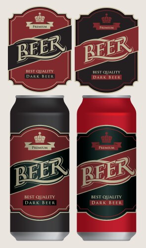 Sample three beer cans with labels Royalty Free Vector Image