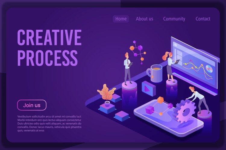 Hr process isometric landing page Royalty Free Vector Image