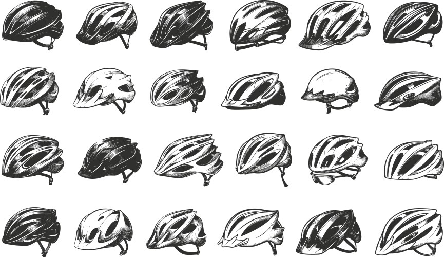 Doodle Style Viking Helmets Icon Set Helmet Vector Image