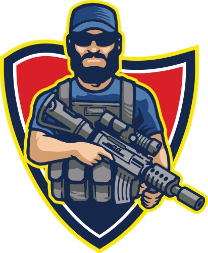 Elite army force navy soldier with sub machine Vector Image