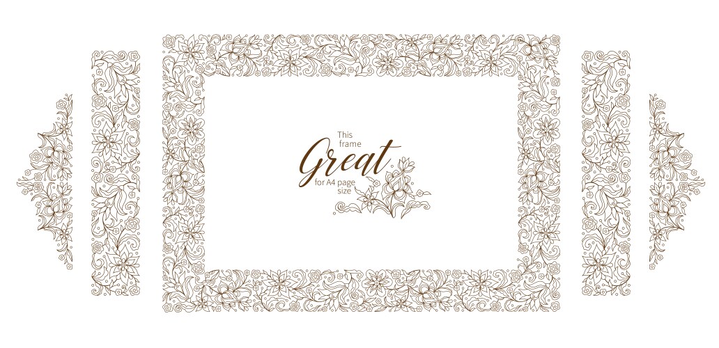 Floral frame vignette border card design template Vector Image