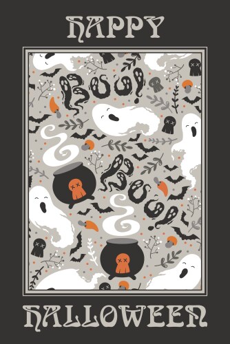 Happy halloween banner with cute ghosts bats Vector Image