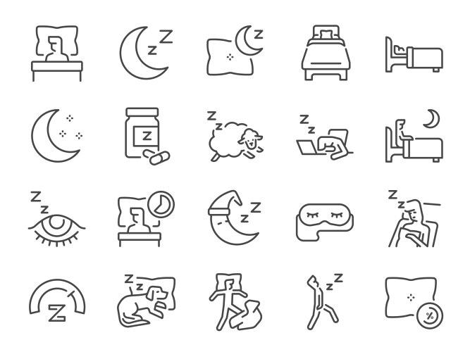 Line sleep icons Royalty Free Vector Image - VectorStock