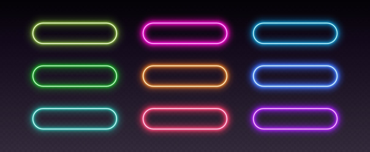 Colorful neon light frames set on dark background Vector Image