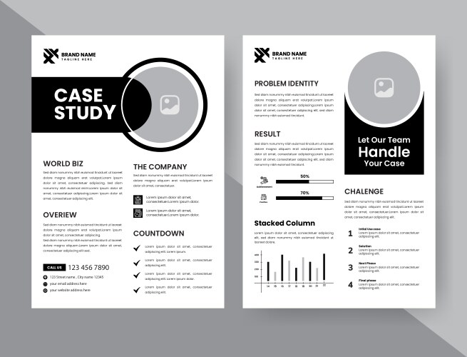 Business case study layout flyer Royalty Free Vector Image