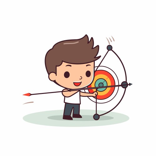 Cartoon boy aiming with a bow and arrow Royalty Free Vector
