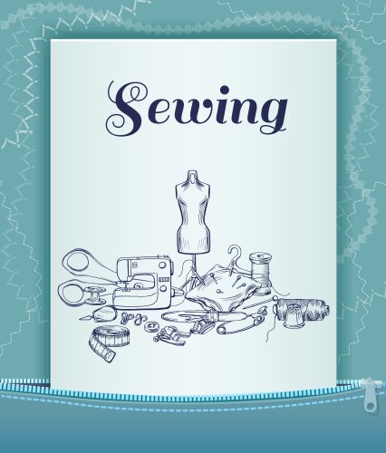Hand drawn sewing elements card template Vector Image