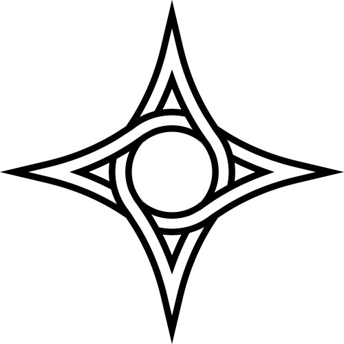 Geometric logo four pointed star with a circle Vector Image