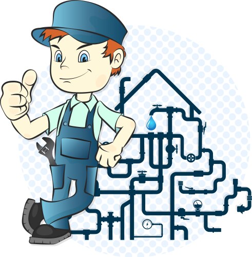 Cartoon thumbs up mechanic or plumber Royalty Free Vector