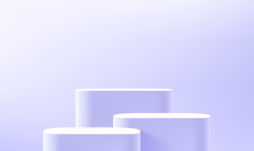 3d white three podiums in various sizes sits Vector Image