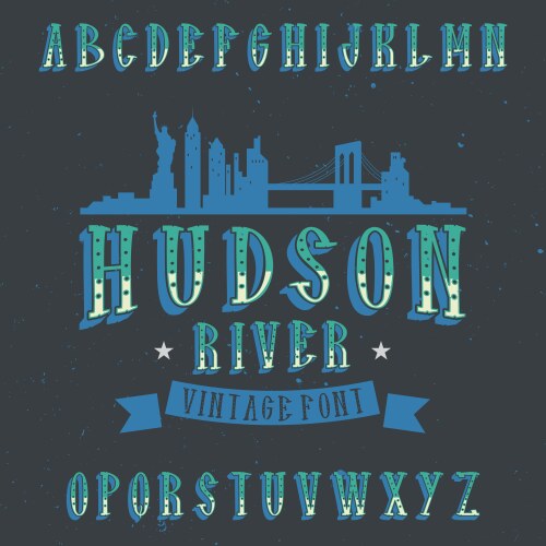 Vintage label font named hudson Royalty Free Vector Image