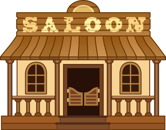 Old western saloon interior and man on wood table Vector Image