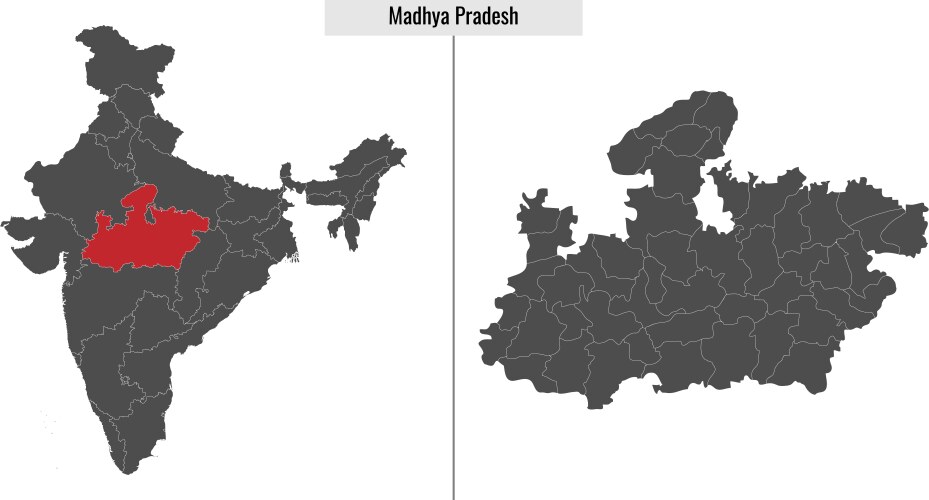Map of madhya pradesh is a state india Royalty Free Vector