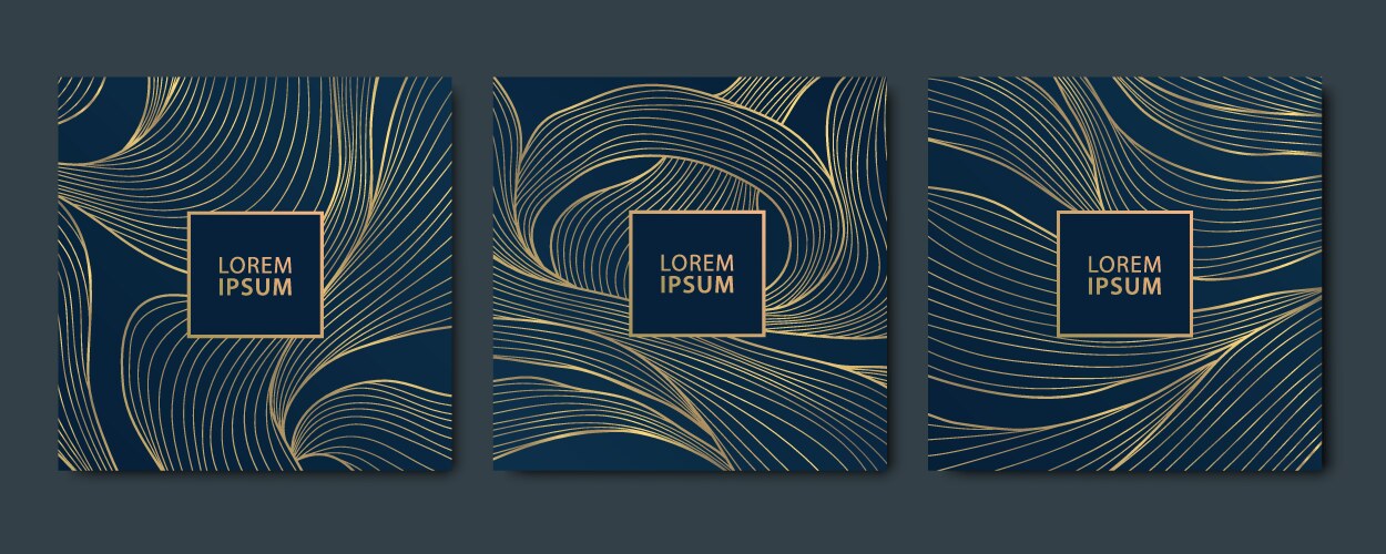 Set of wave line gold patterns japan art Vector Image