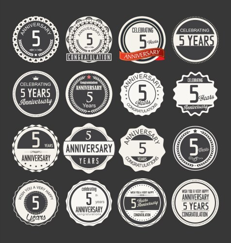 Set of anniversary premium collection silver Vector Image