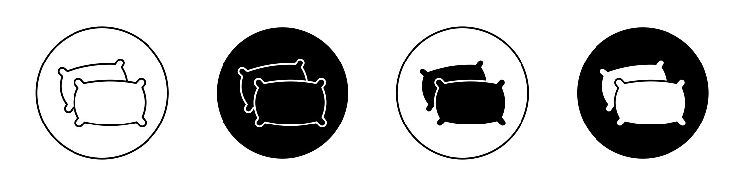Pillow icon set black filled and outlined style Vector Image