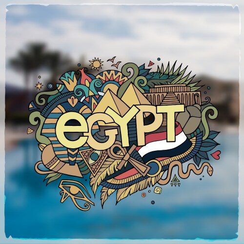 Egypt hand lettering and doodles elements Vector Image